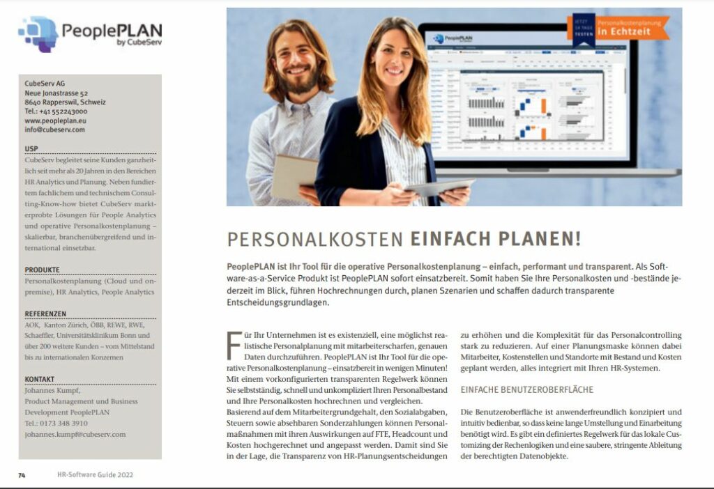 PeoplePLAN in der Personalwirtschaft: HR-Softwareguide 2022